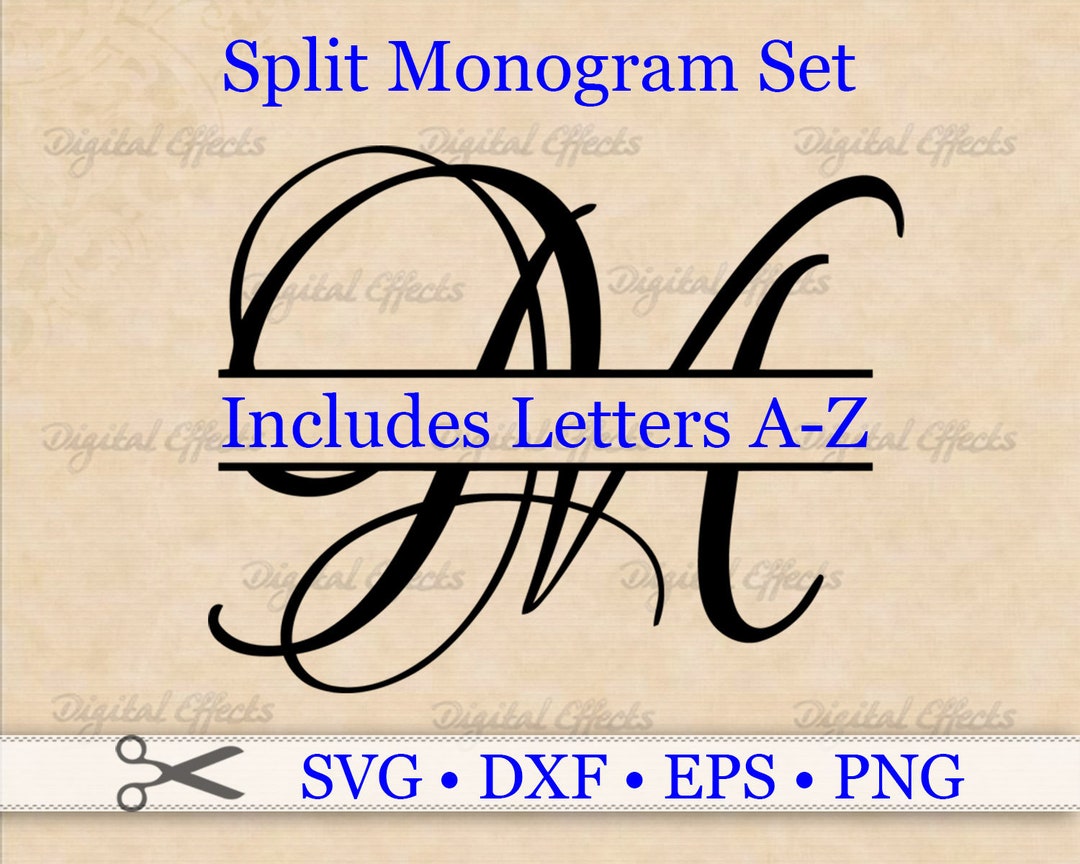 Split MONOGRAM Svg, Dxf, Eps, Png, Fancy Split Font Svg WEDDING ...