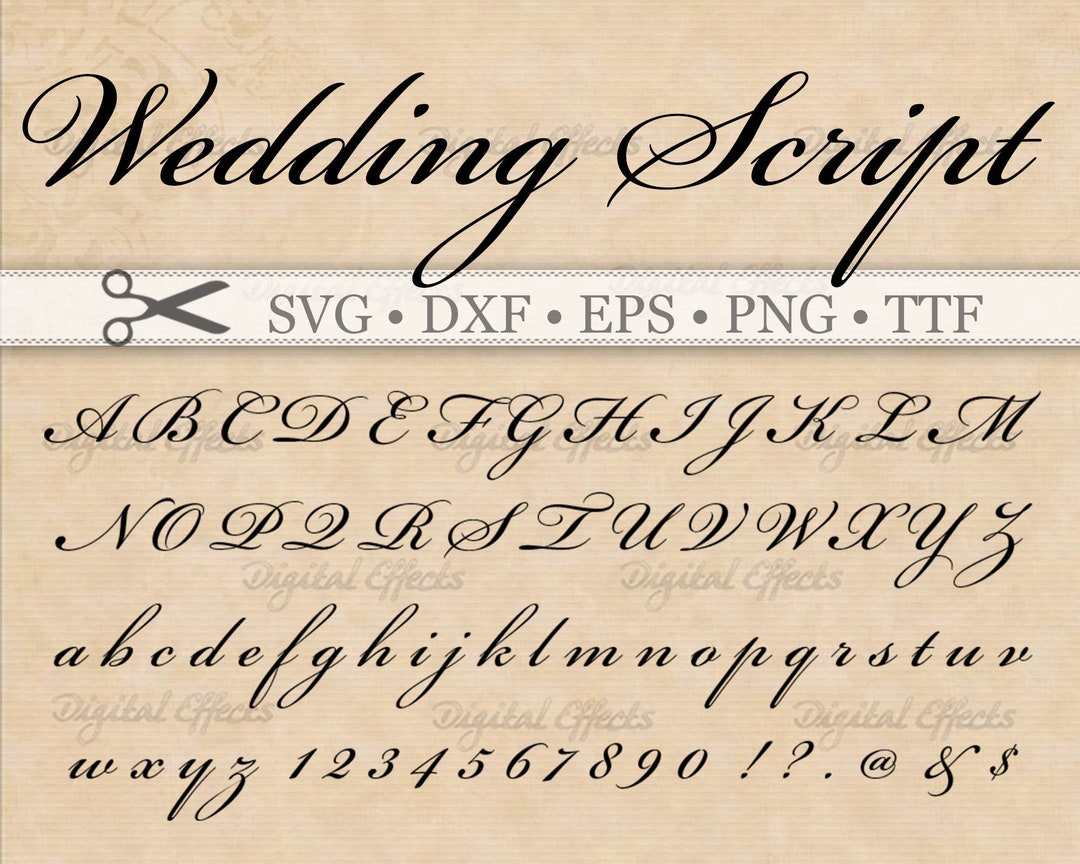 Wedding Script Monogram Font Svg, Dxf, Eps, Png; Digital Monogram DIY ...