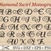 Diamond Font SVG Monogram Files, EPS, DXF, & Png Files, Swirl Font ...