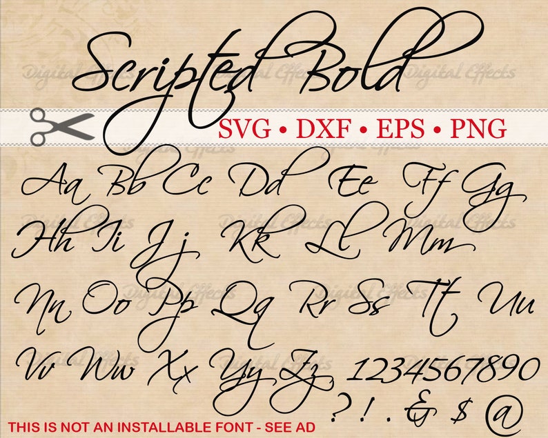 SCRIPTED BOLD Handwriting Brush Font Svg Dxf Eps Png | Etsy
