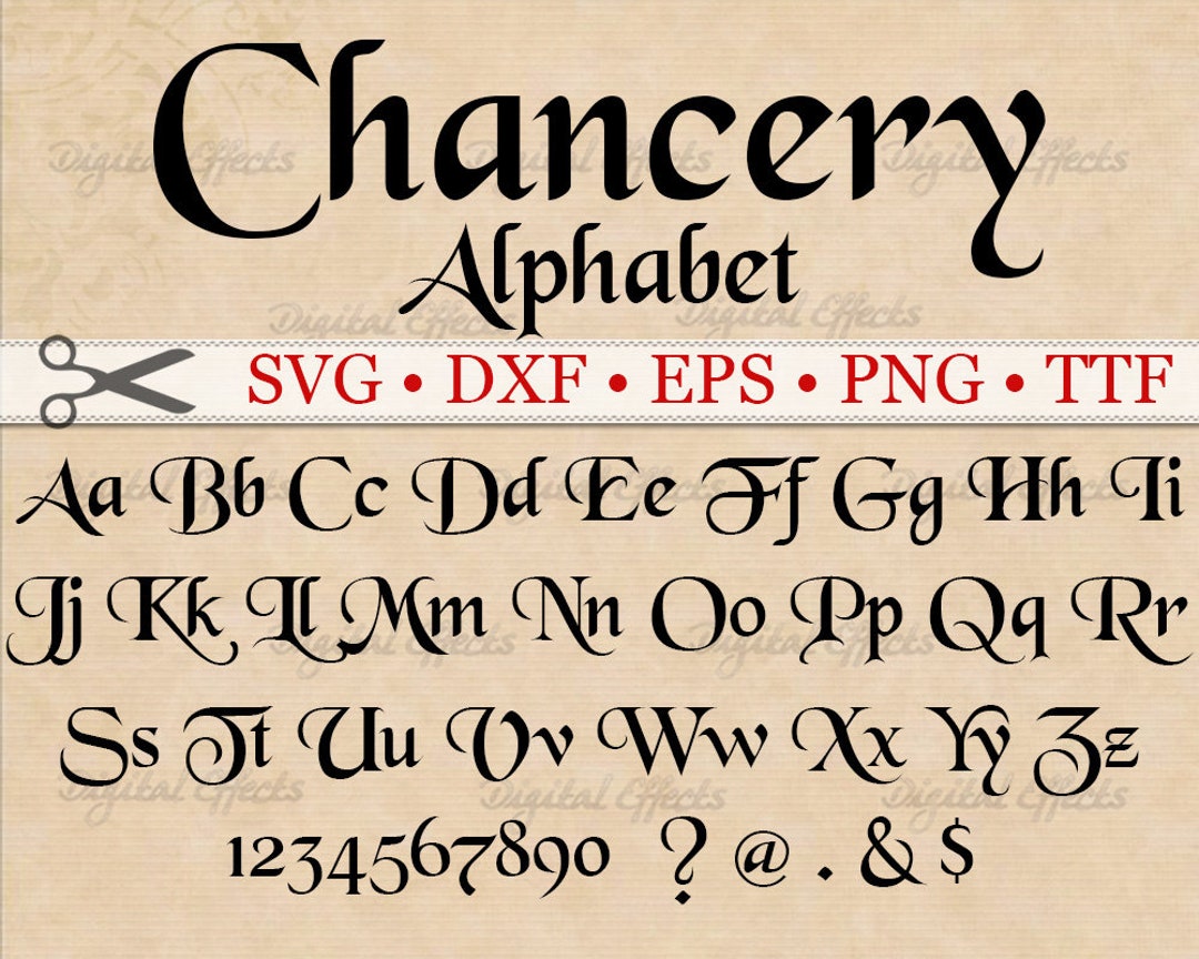 CHANCERY Font, Calligraphy Font, Medieval Font, Monogram Svg, Dxf, Eps, Png Files, TTF Font ...