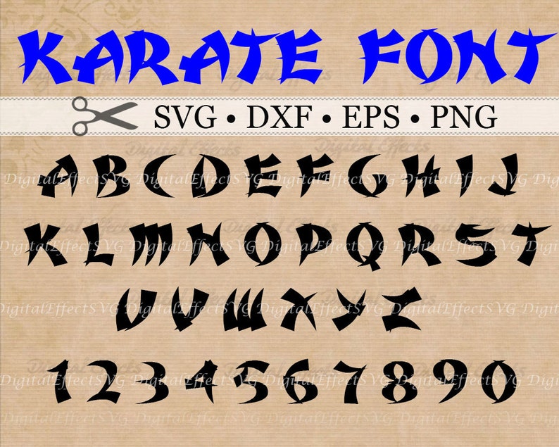 KARATE Font Svg Dxf Eps Png Asian Monogram SVG Letters & | Etsy