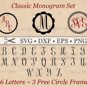 Fancy Monogram SVG, Dxf, Eps, Png, Cursive Svg Font, Classic Monogram ...