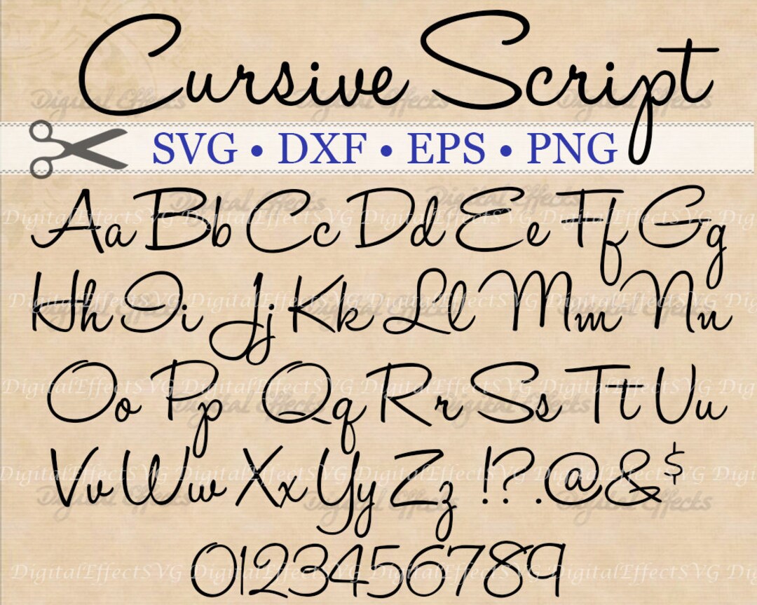 CURSIVE Script SVG, Handwriting Script Monogram Font Svg, Dxf, Eps, Png ...