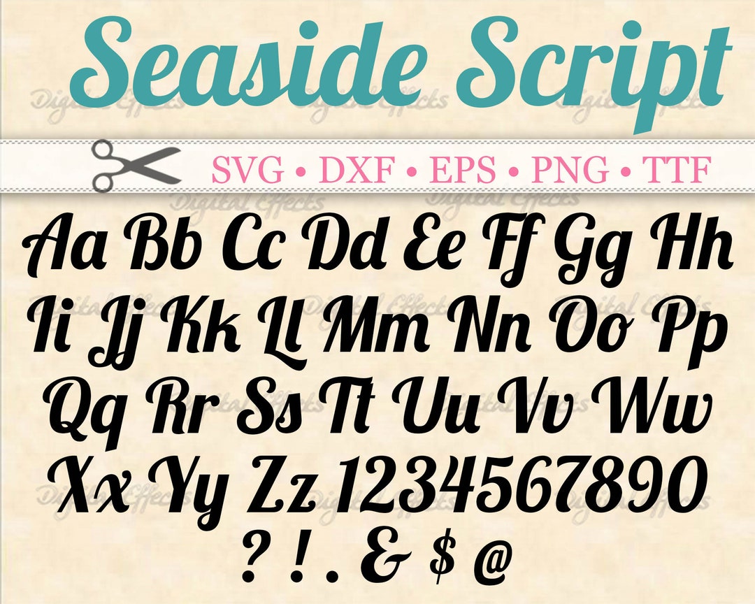 SEASIDE Script Font, TTF, SVG, Dxf, Eps, Png; Bold Script, Retro Font, Fancy Script, Cursive ...