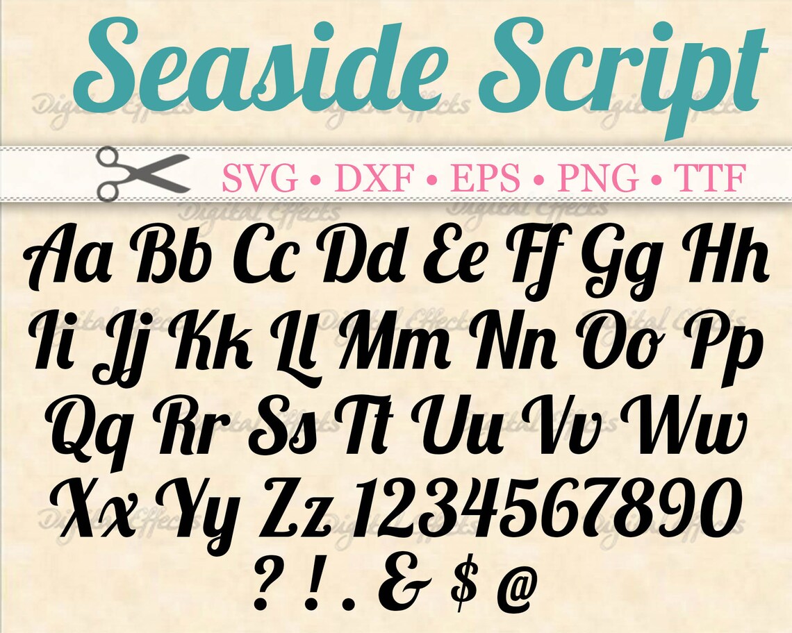 SEASIDE Script Font, TTF, SVG, Dxf, Eps, Png; Bold Script, Retro Font ...