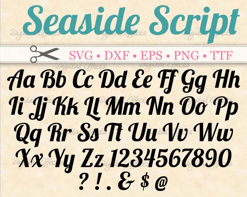 SEASIDE Script Font, TTF, SVG, Dxf, Eps, Png; Bold Script, Retro Font ...