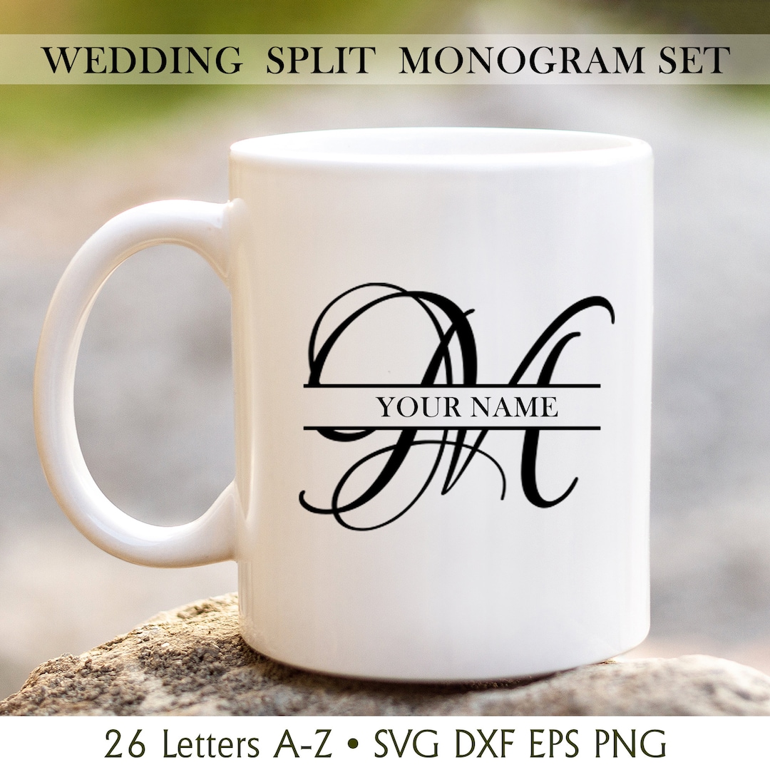 Split MONOGRAM Svg, Dxf, Eps, Png, Fancy Split Font Svg WEDDING ...