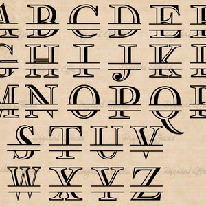 Outline Roman Style Split MONOGRAM Svg, Dxf, Eps, Png Files, Serif ...