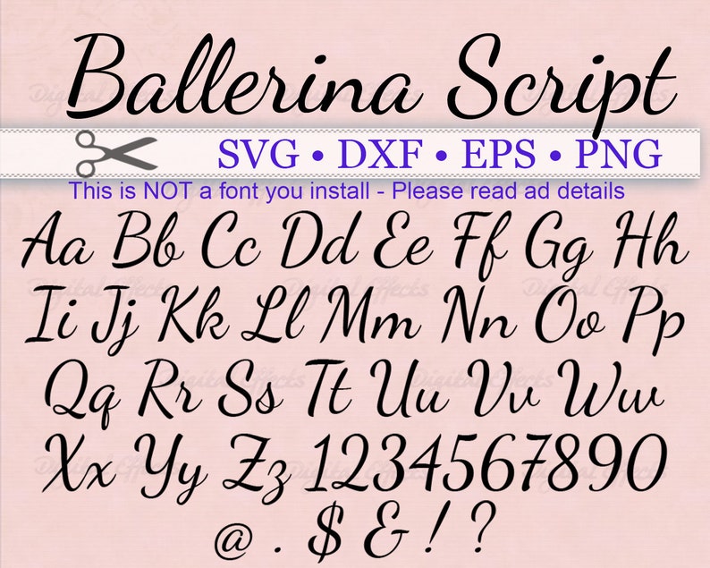 Ballerina Script Calligraphy Font Monogram Svg Dxf Eps Png | Etsy