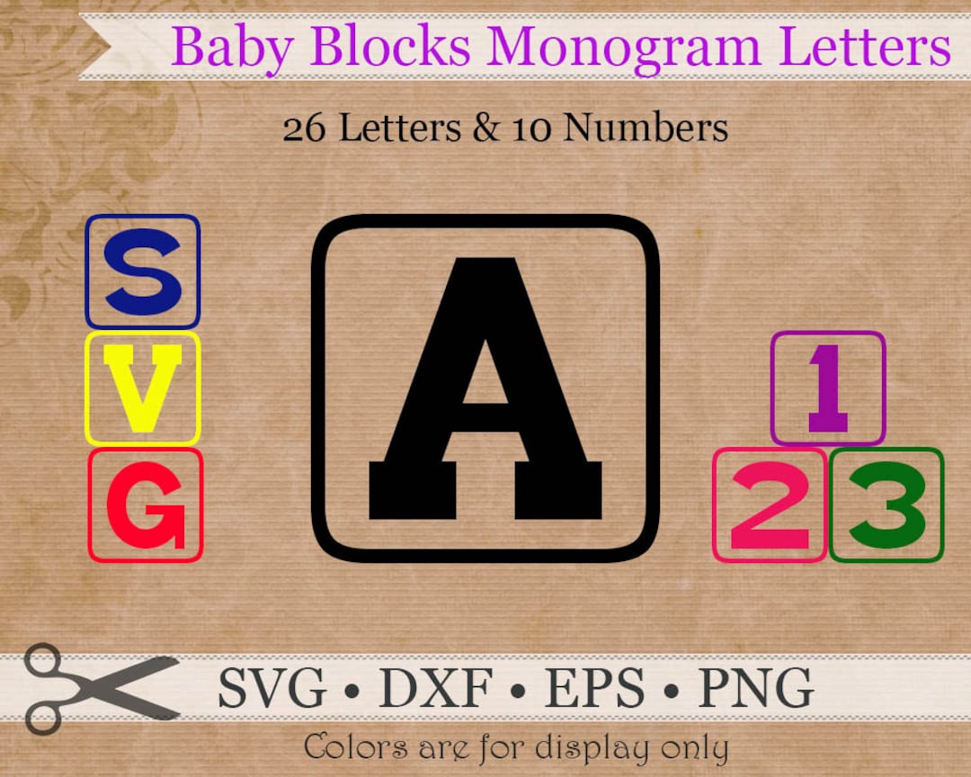 BLOCK LETTERS Monogram Svg, Dxf, Eps,png Files, Baby Blocks Svg Digital ...