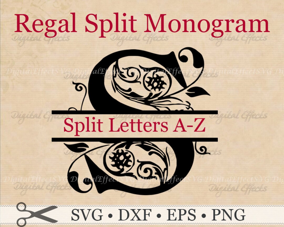 REGAL SPLIT MONOGRAM Svg, Dxf, Eps & Png Files, Regal Split Font ...