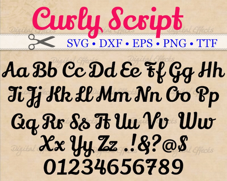 Curly Script Font SVG, Decorative Font, Retro Script Font Svg, Dxf, Eps ...