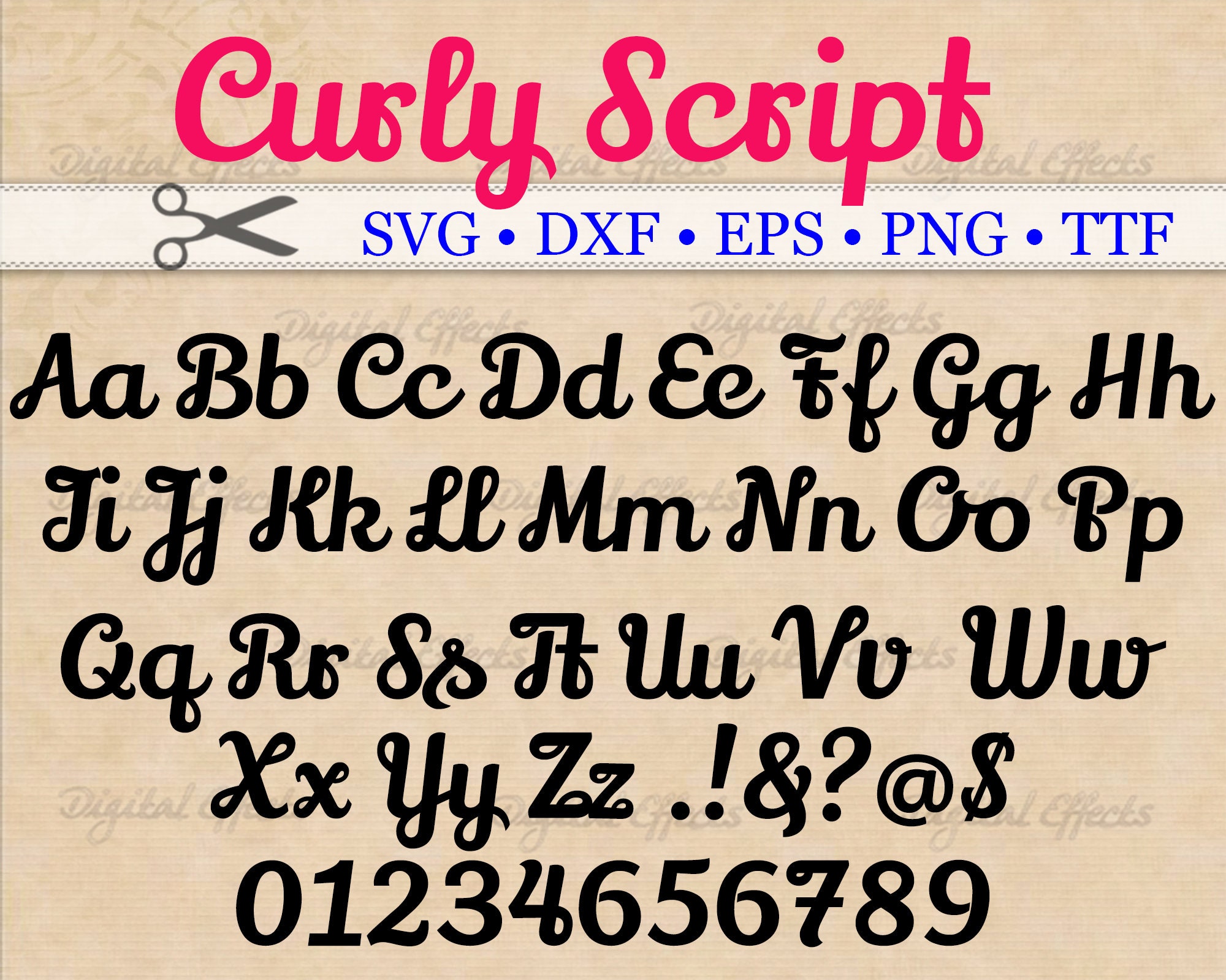 Curly Script Font SVG, Decorative Font, Retro Script Font Svg, Dxf, Eps ...