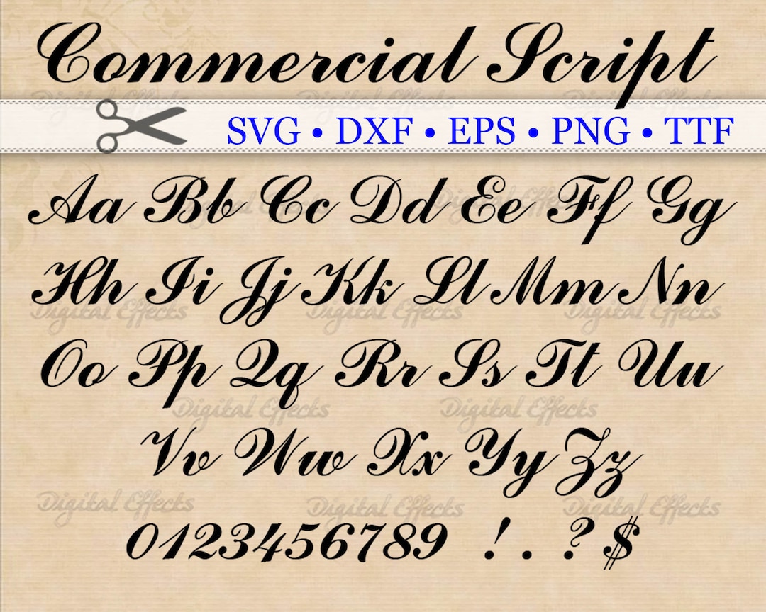 COMMERCIAL Font, Script Font, Monogram Svg Font; Svg, Dxf, Eps, Png ...