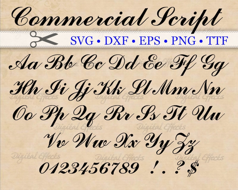 COMMERCIAL Font, Script Font, Monogram Svg Font; Svg, Dxf, Eps, Png ...