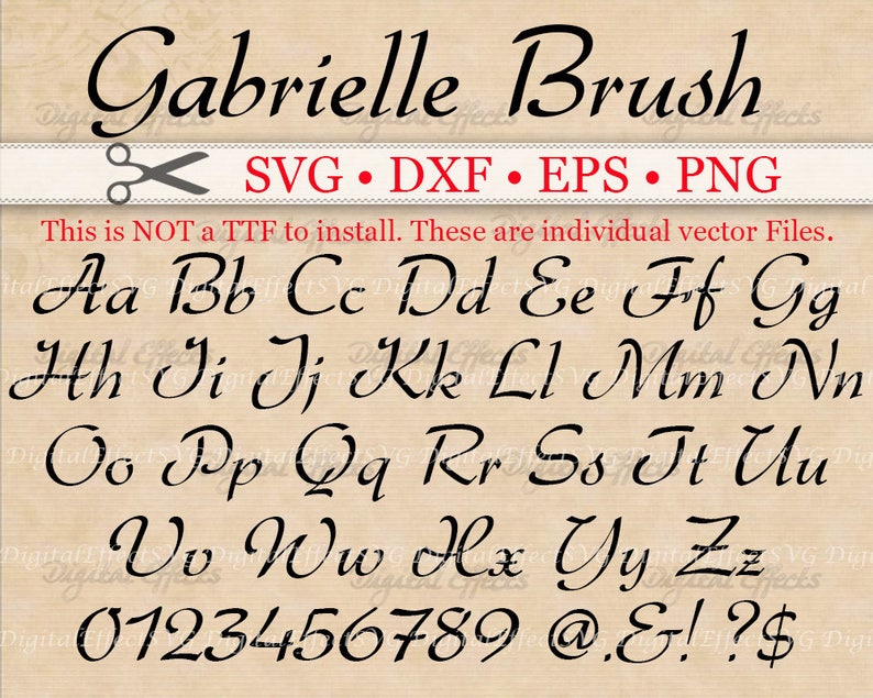 Gabrielle Calligraphy SVG Brush Script Font Monogram Svg | Etsy