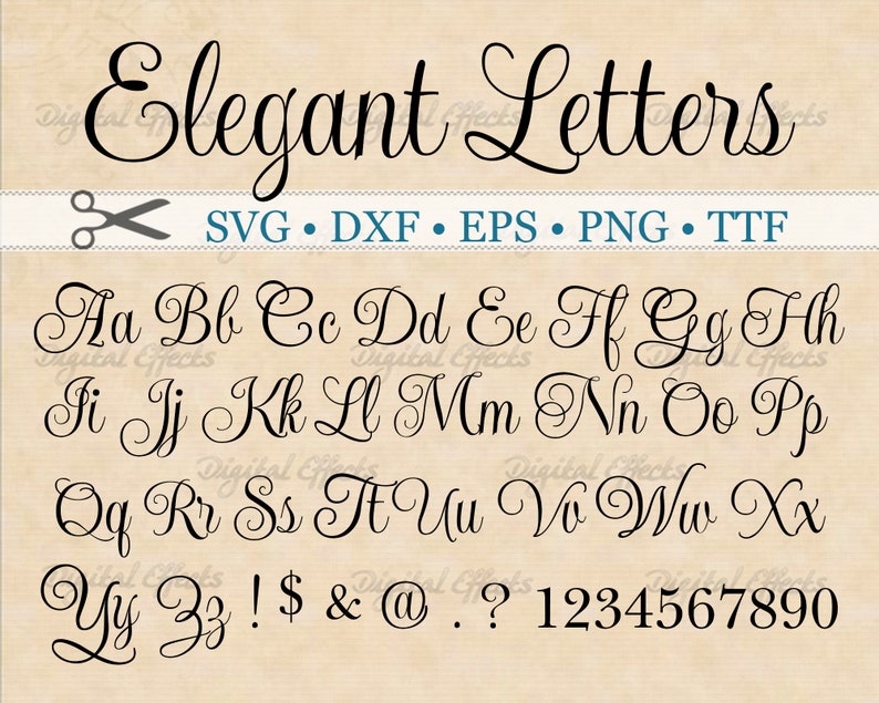 ELEGANT Script Font Monogram Svg, Dxf, Eps, Png; Digital Monogram DIY ...