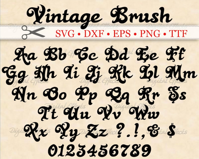 VINTAGE Font, BRUSH Script Font, Monogram Svg, Dxf, Eps, Png, TTF ...