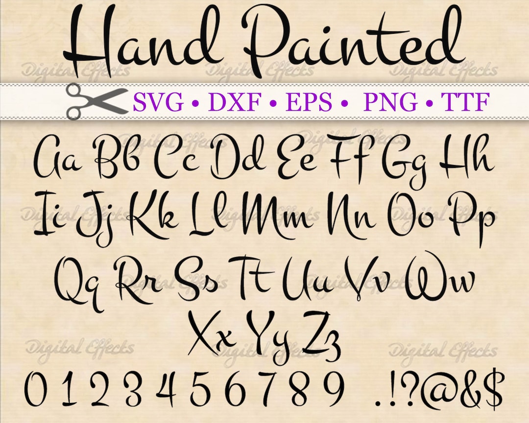 HAND PAINTED Font Script Svg Monogram, Cursive Script Svg Font, Dxf ...