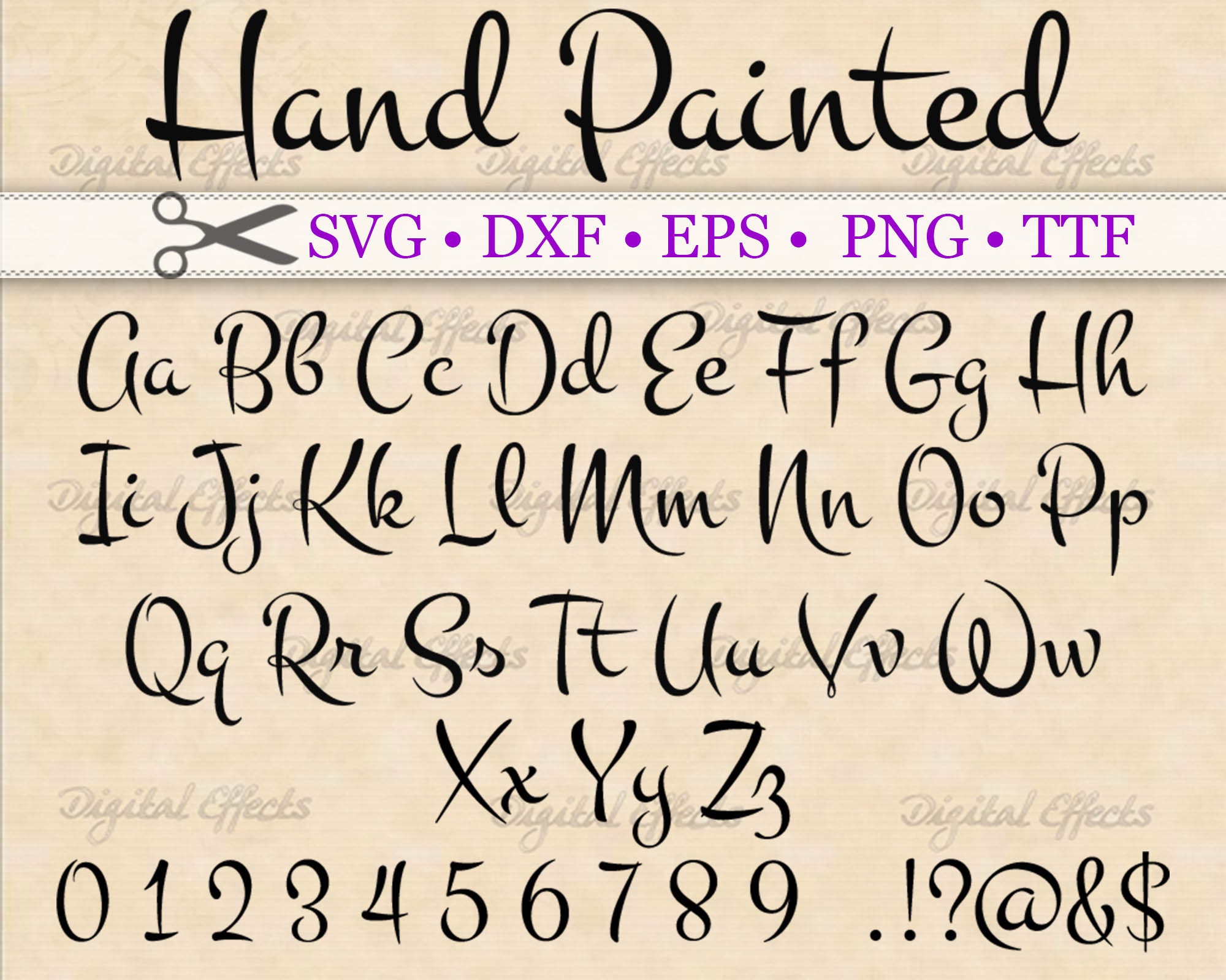HAND PAINTED Font Script Svg Monogram, Cursive Script Svg Font, Dxf ...