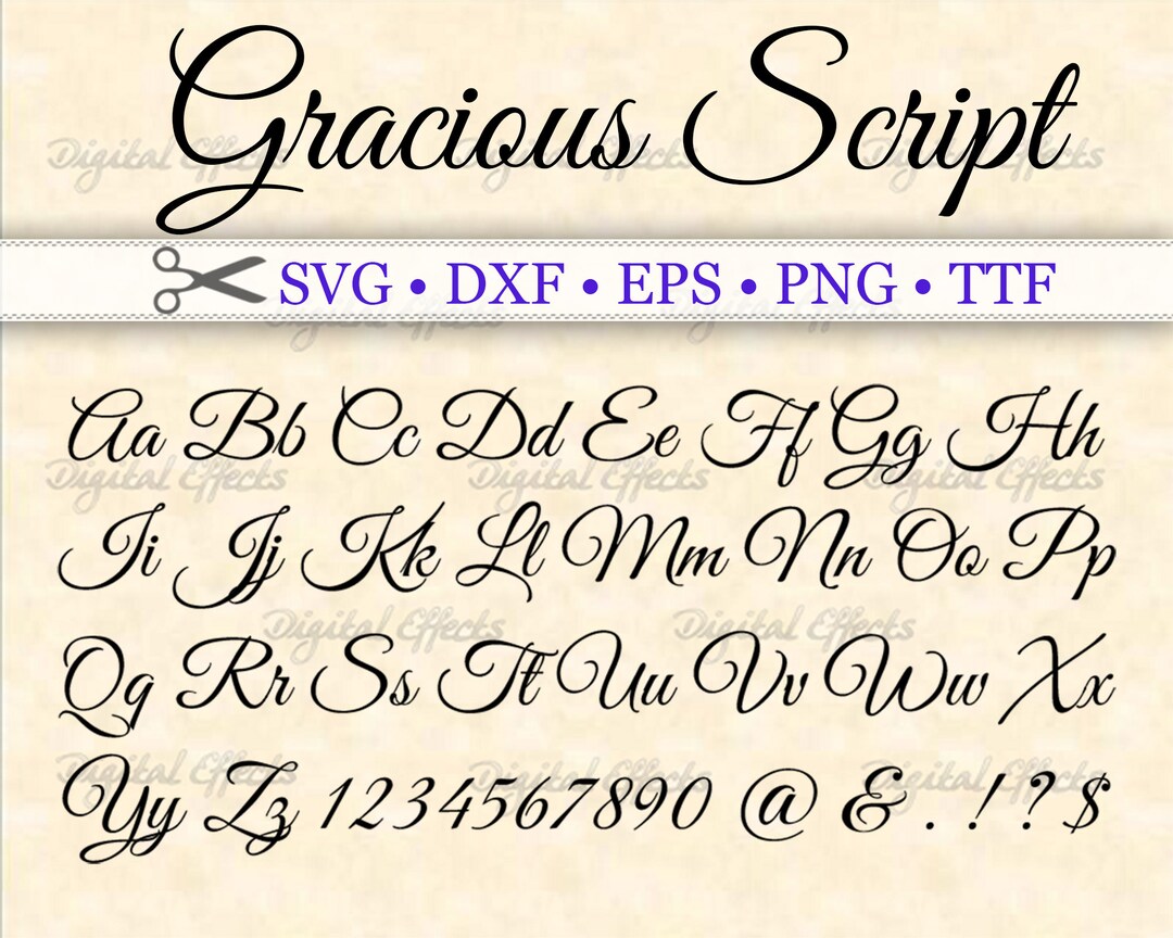 GRACIOUS Script, Wedding Font, Monogram Svg, Dxf, Eps, Png, TTF; Fancy ...
