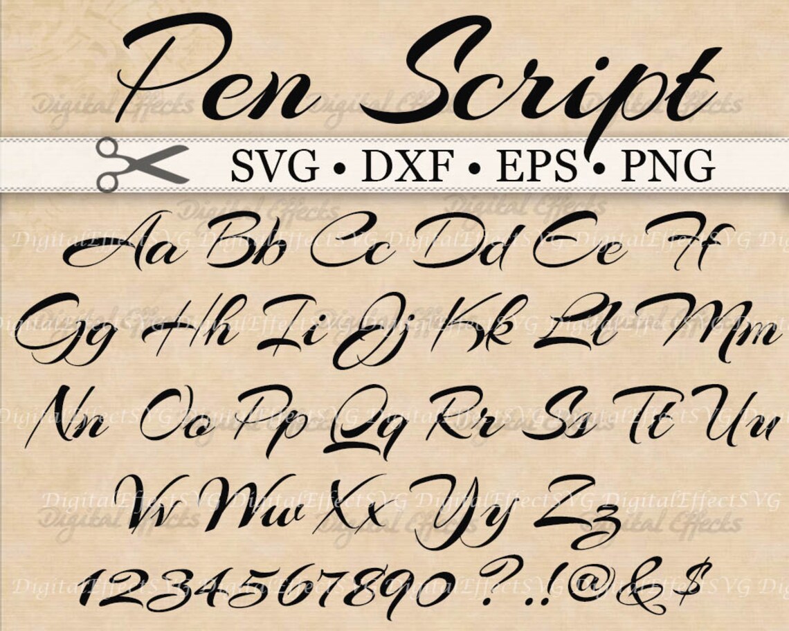 PEN SCRIPT Brush Script Calligraphy Font Monogram Svg Dxf | Etsy