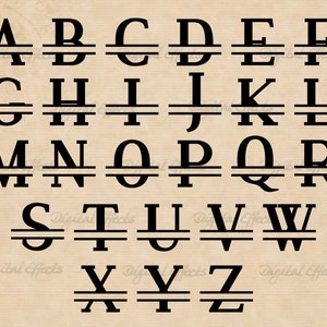 Bold Roman Split MONOGRAM Svg, Dxf, Eps, Png Files, Serif Split ...