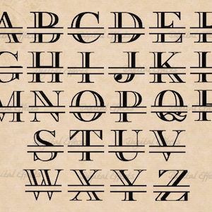 Classic Split MONOGRAM Svg, Dxf, Eps, Png, Outline Split Monogram Svg ...