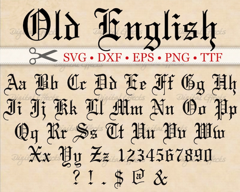 OLD ENGLISH Font, Monogram Svg Font, Gothic Font, Svg, Dxf, Eps, Png ...