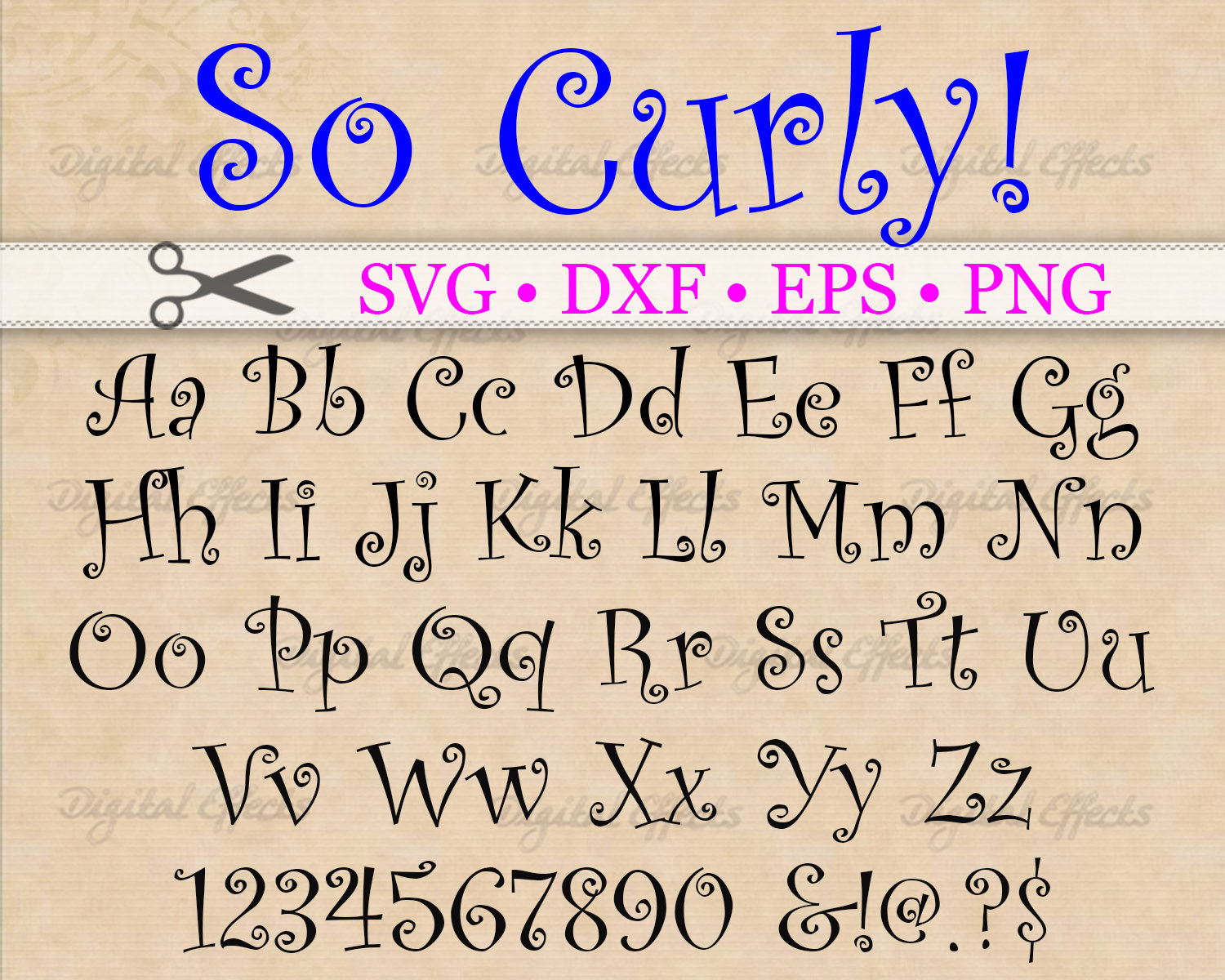 Curly Font MONOGRAM SVG Dxf Eps Png Files Kids Letters | Etsy