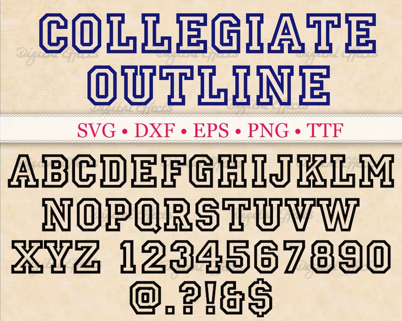 Collegiate Font, Varsity Font, TTF, Svg, Dxf, Eps, Png, Varsity SVG ...