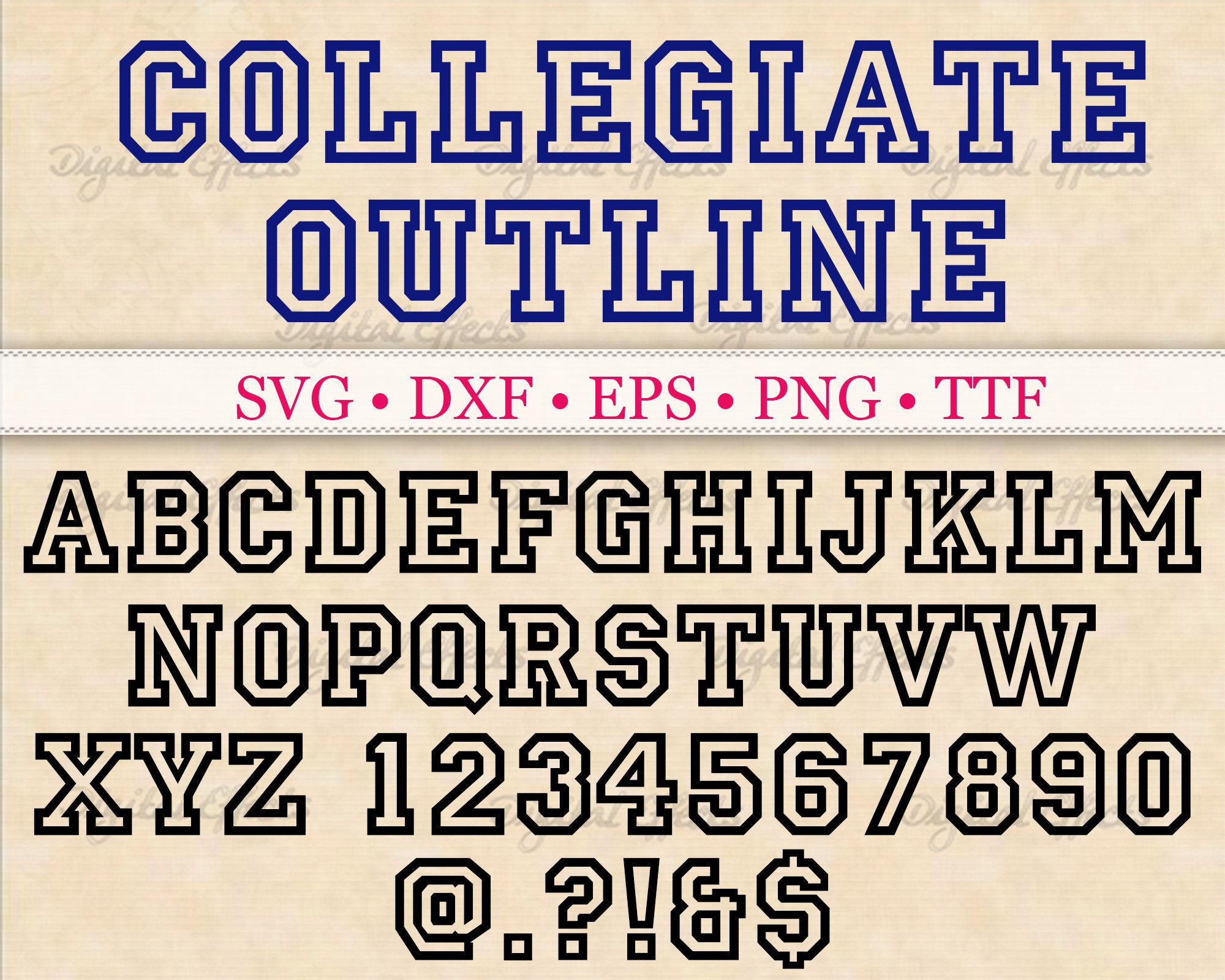 Collegiate Font, Varsity Font, TTF, Svg, Dxf, Eps, Png, Varsity SVG ...