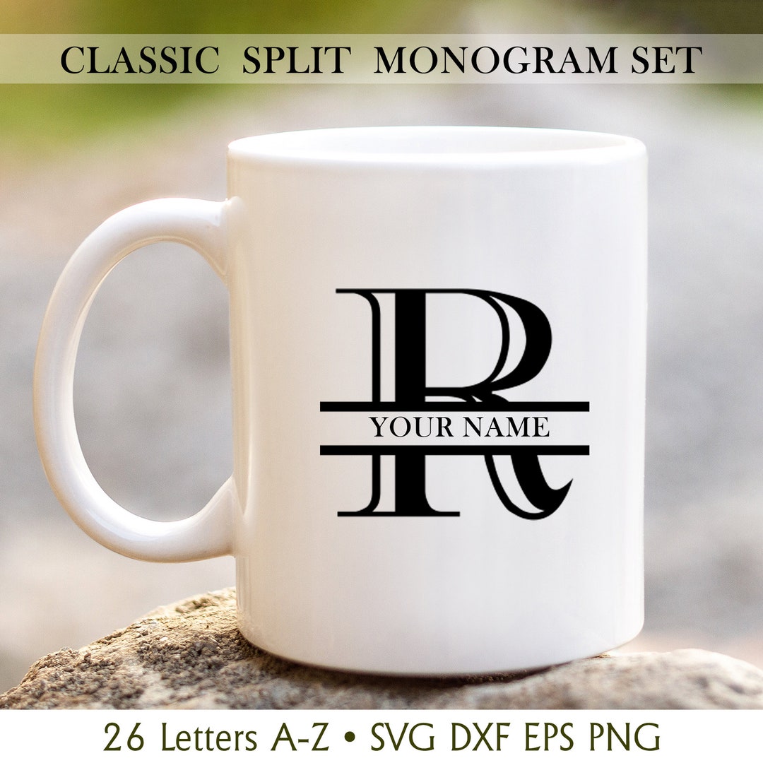Classic Split MONOGRAM Svg, Dxf, Eps, Png, Outline Split Monogram Svg ...