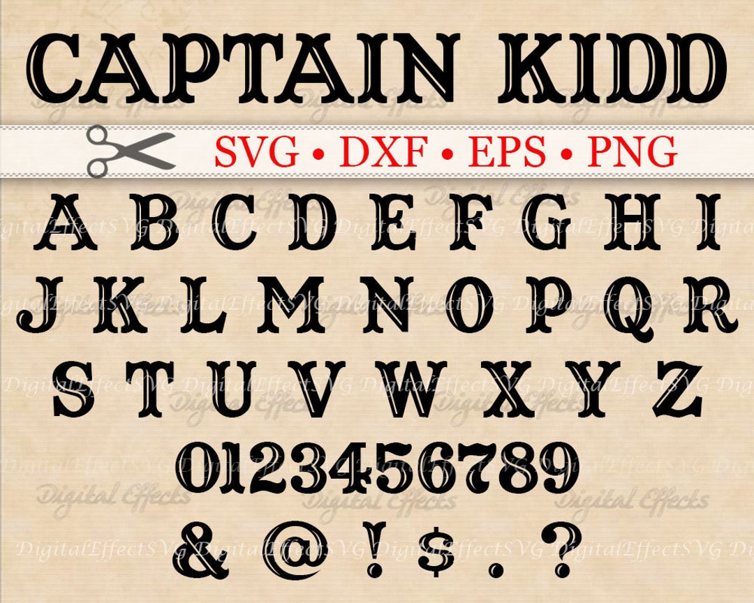 Captain Kidd Monogram Svg, Dxf, Eps, Png Files, Pirate Font SVG ...