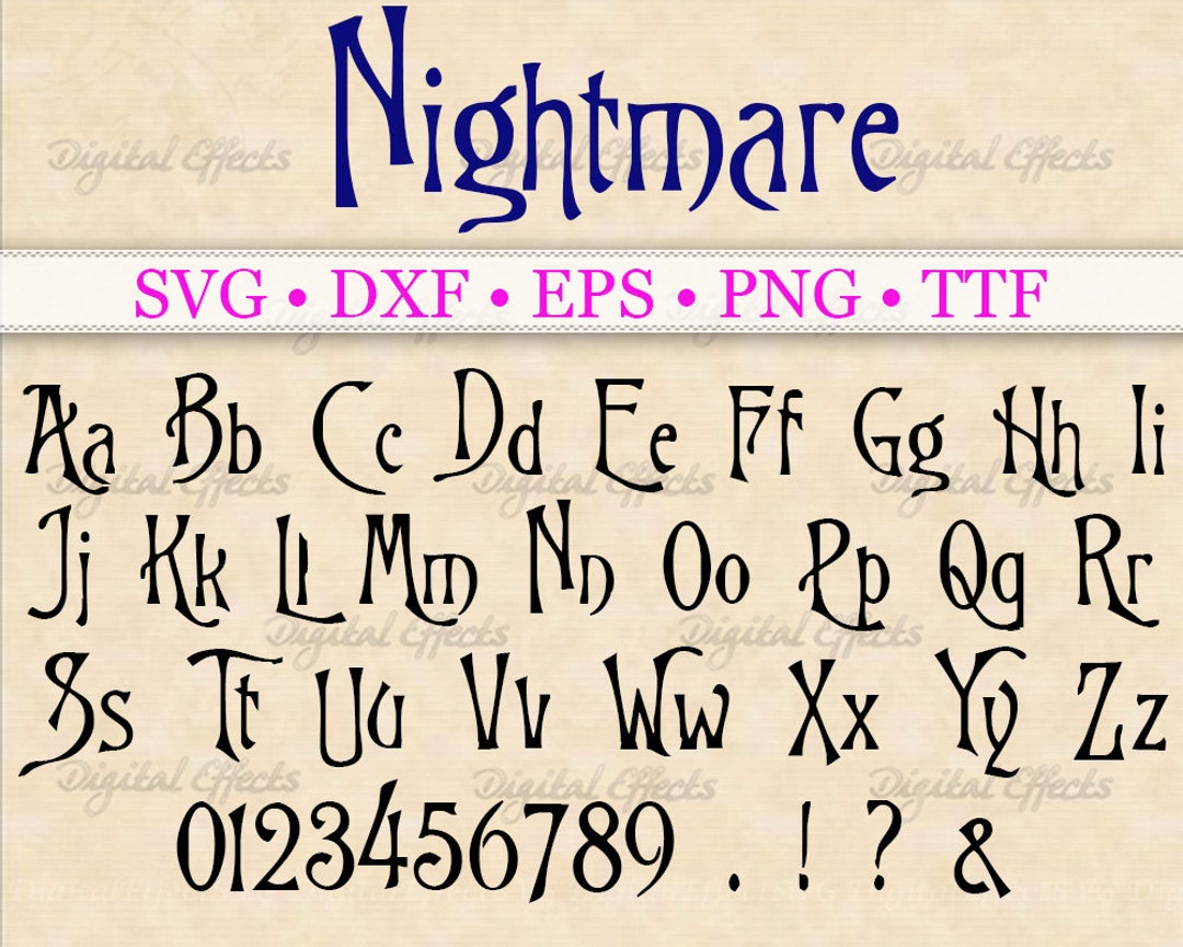 NIGHTMARE Font; Svg Dxf, Eps, Png, TTF Files, Halloween Font, Gothic Font, Medieval Font ...