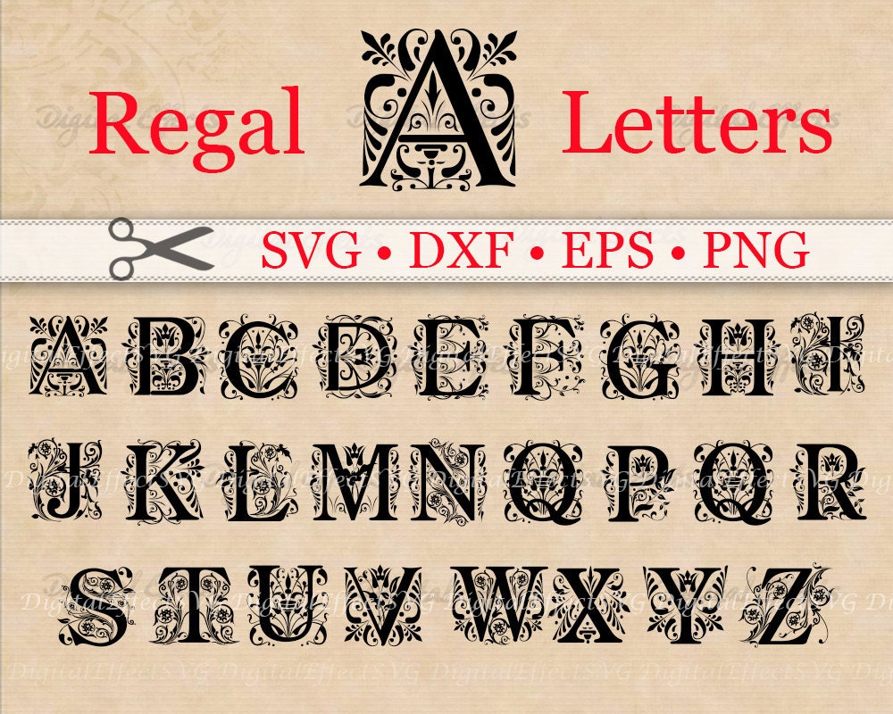 REGAL MONOGRAM SVG Files Dxf Eps & Png Files Regal Svg Font | Etsy