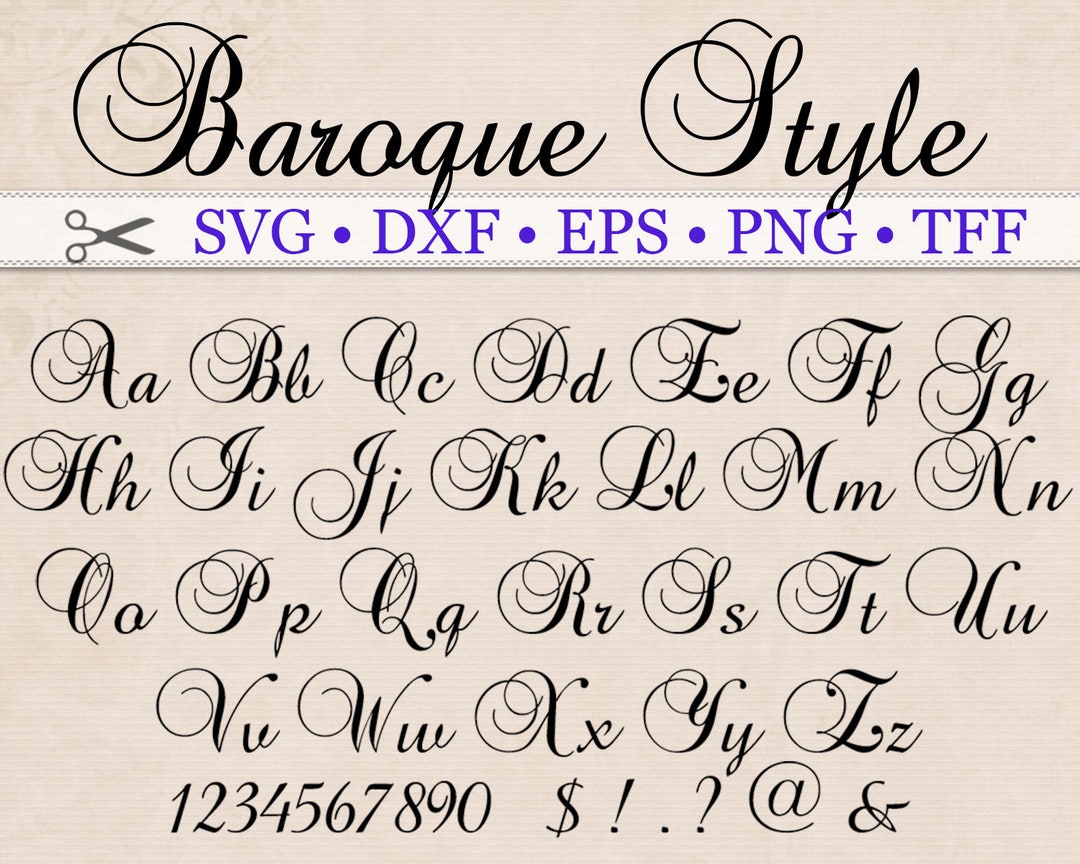 BAROQUE Font, Wedding Font, Fancy Script Monogram, Svg Font; TTF, Svg ...