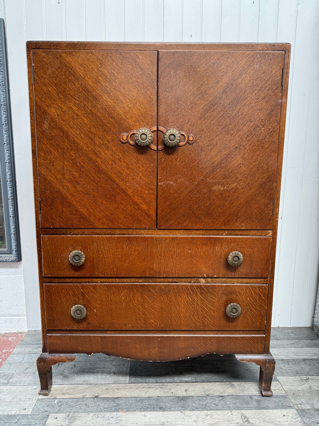 Vintage Tall Boy Linen Cupboard With Drawers Ready to Upcycle - Etsy