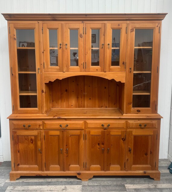 Custom bespoke Hand Painted to Order in a Colour of Your Choice Large 4 Door Sized Solid Pine Welsh Dresser Kitchen Unit With Glass Display Etsy