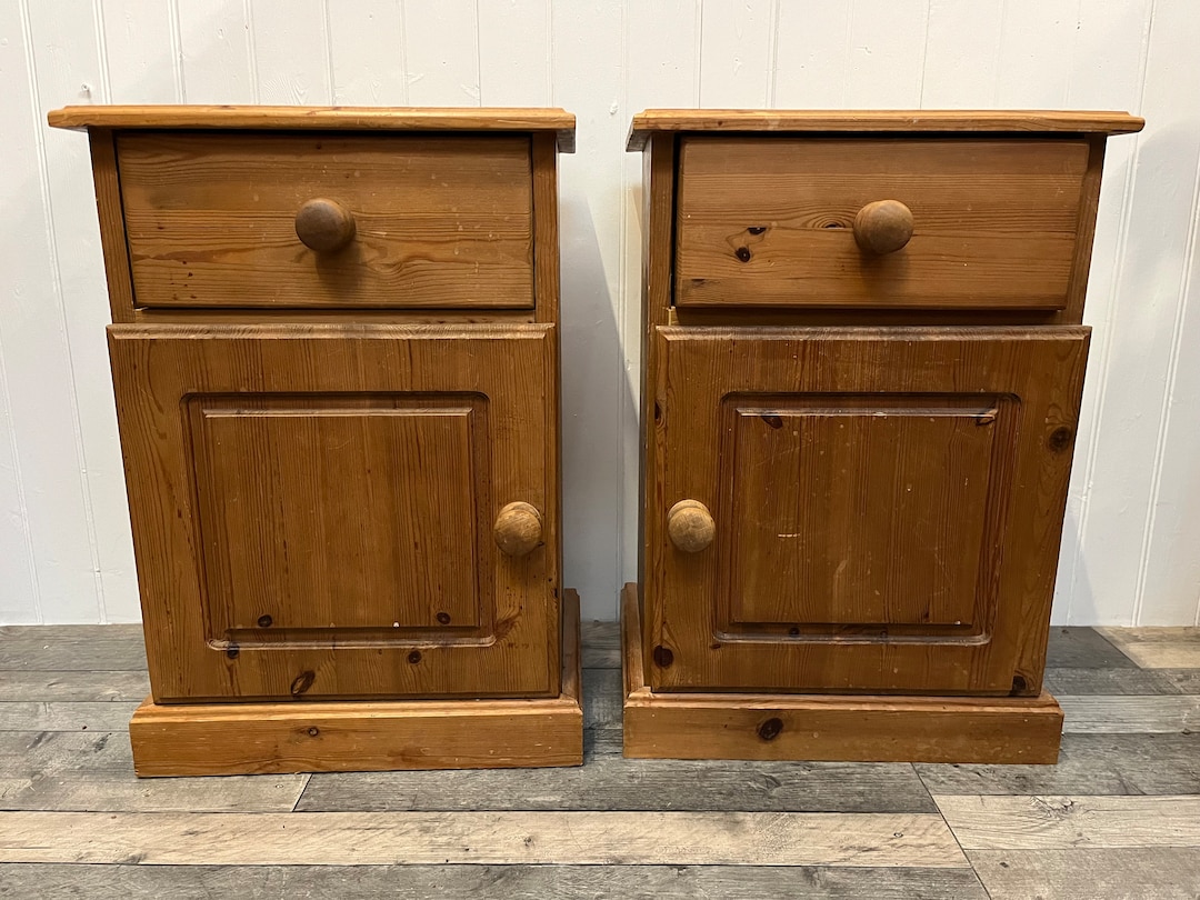 Pair of Heavy Duty Pine Bedside Tables/drawers Ready to Upcycle - Etsy UK