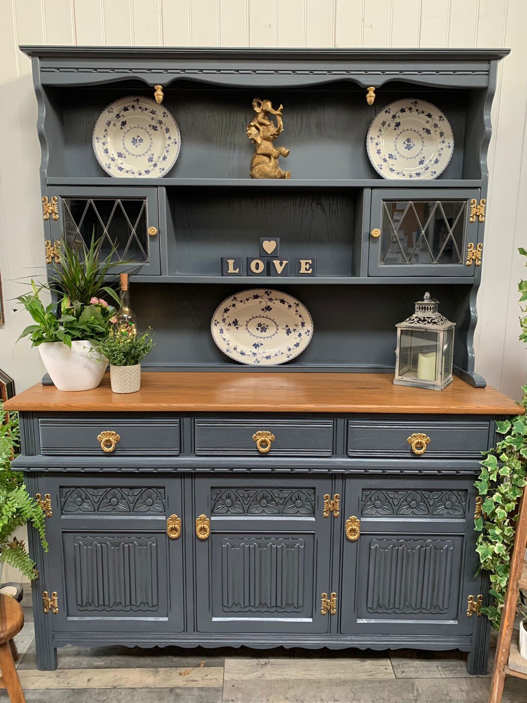 Custom Painted UPCYCLED Medium Vintage/pine Kitchen Welsh Dressers With ...