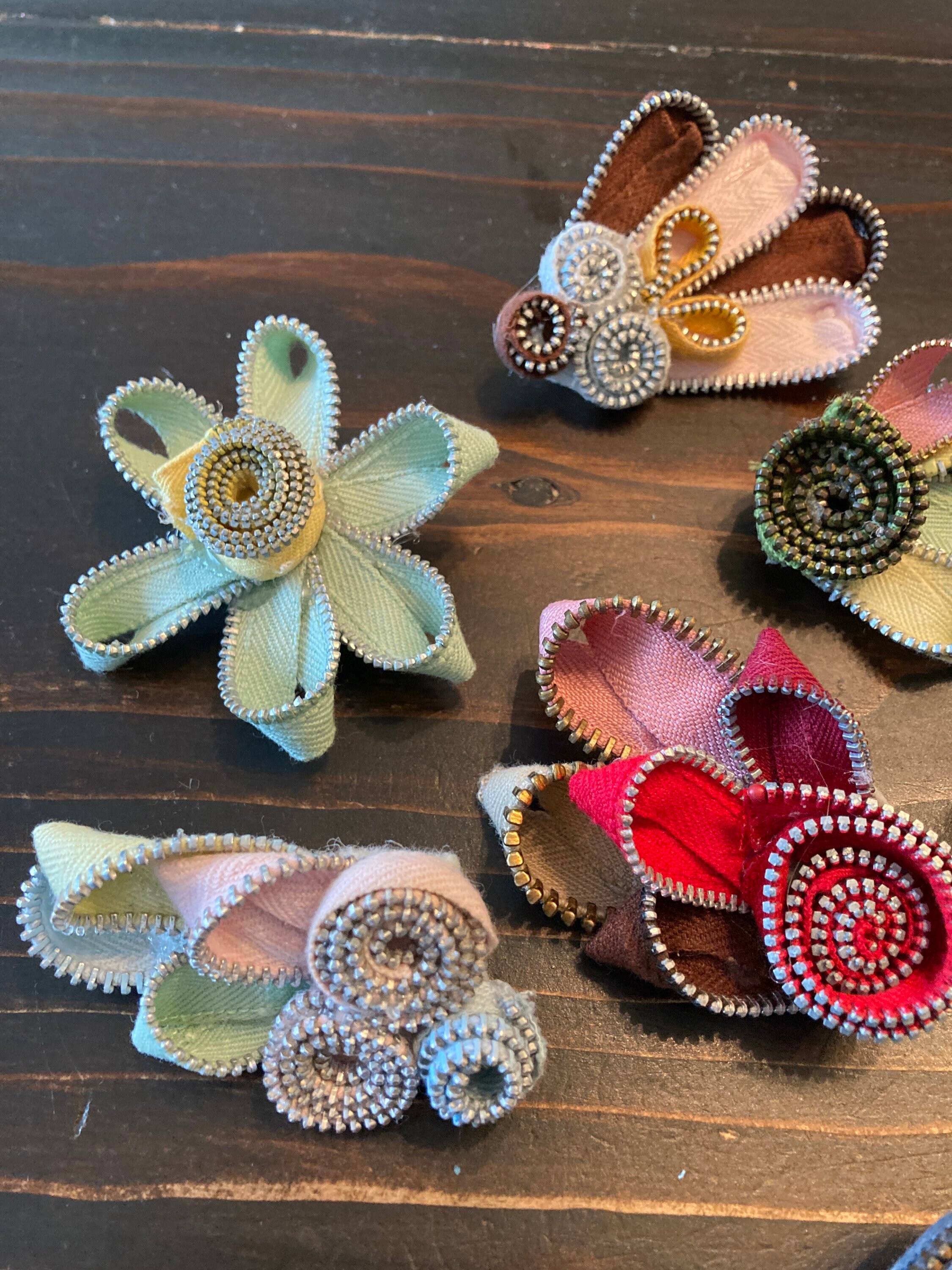 Flower Zipper Brooch Pins From Vintage Zippers | Etsy
