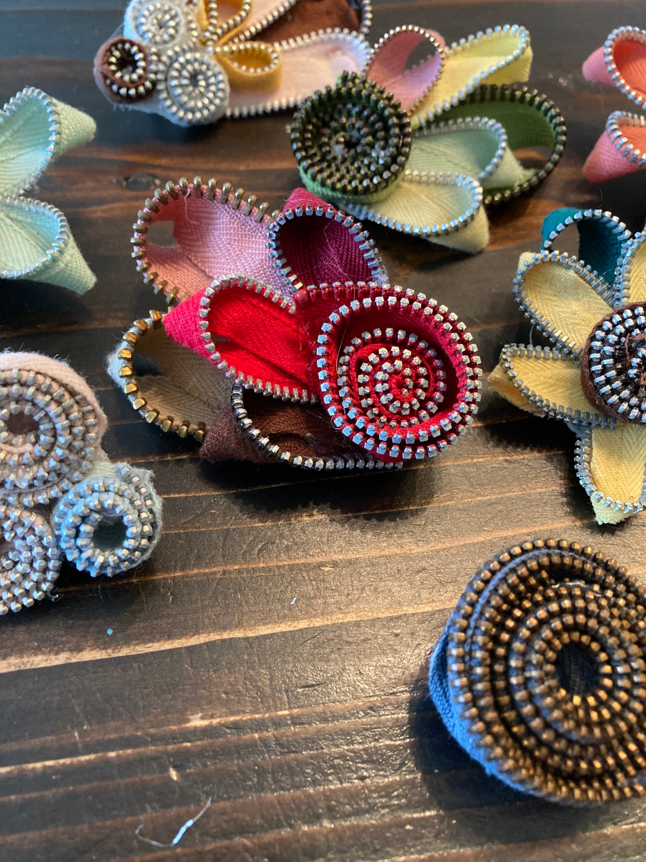 Flower Zipper Brooch Pins From Vintage Zippers | Etsy