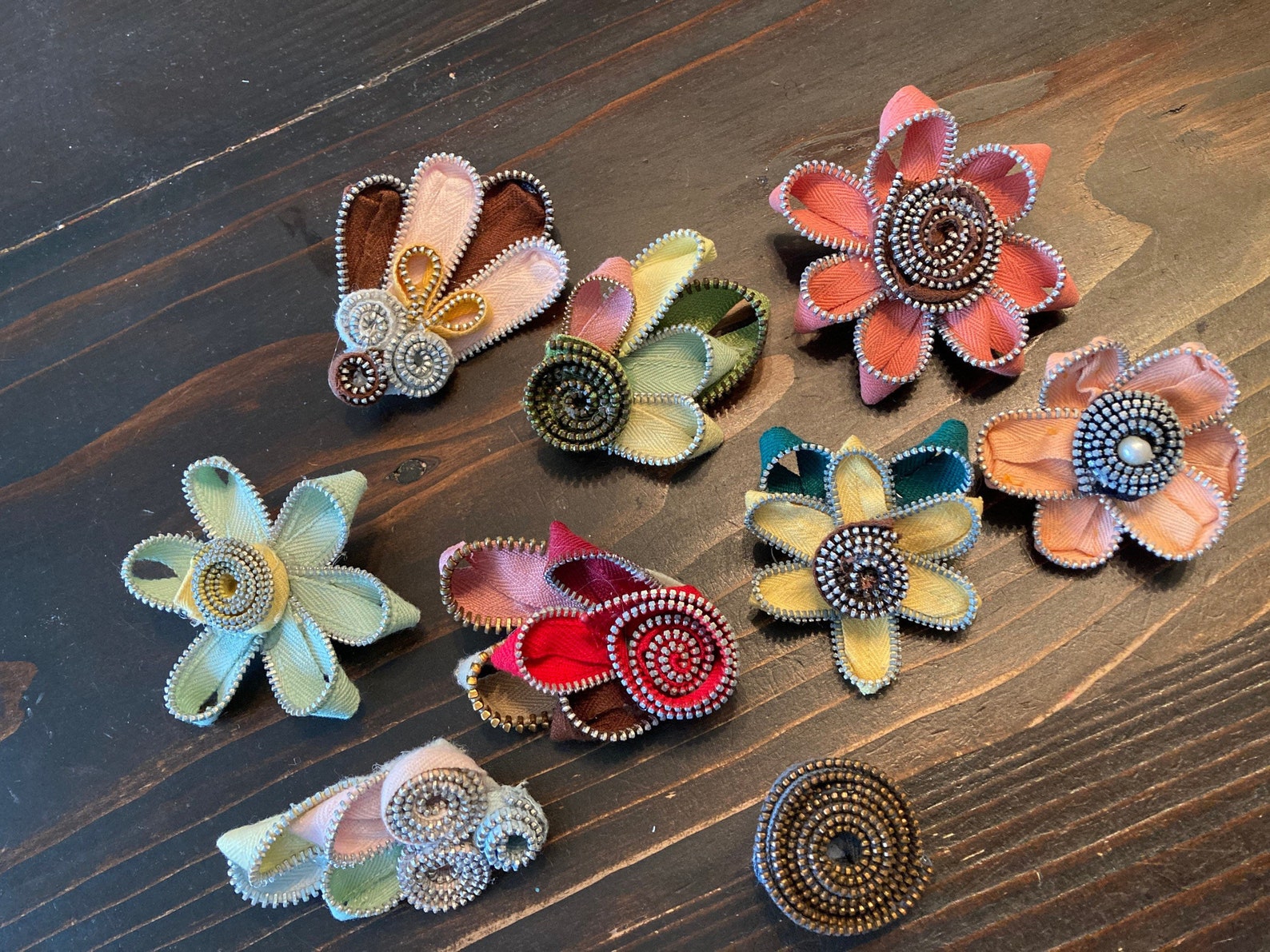 Flower Zipper Brooch Pins From Vintage Zippers - Etsy