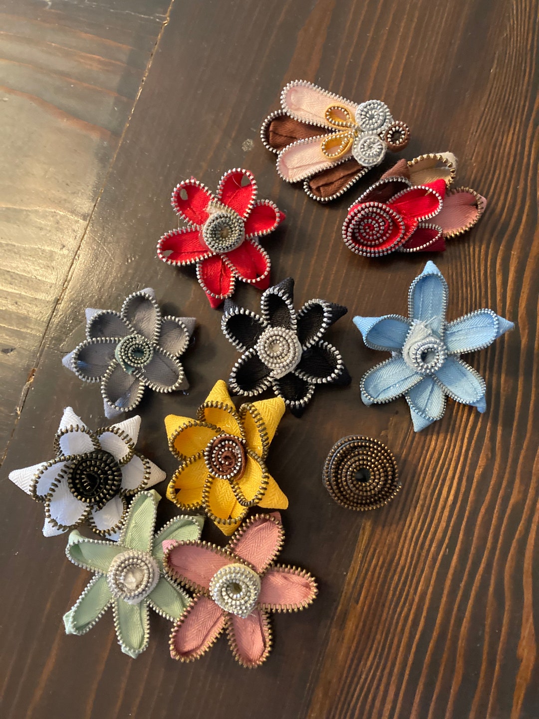 Flower Zipper Brooch Pins From Vintage Zippers - Etsy