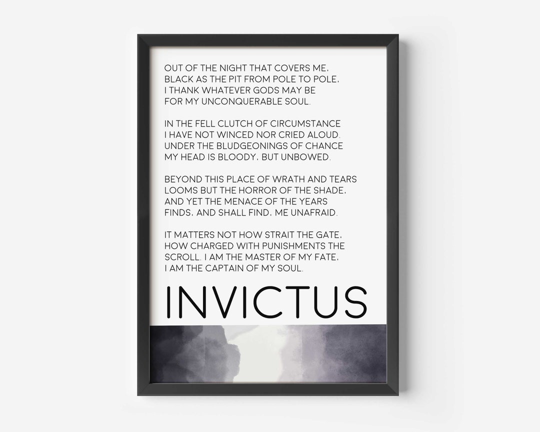 William Ernest Henley - Invictus - Art Print (framed or Unframed) - Etsy