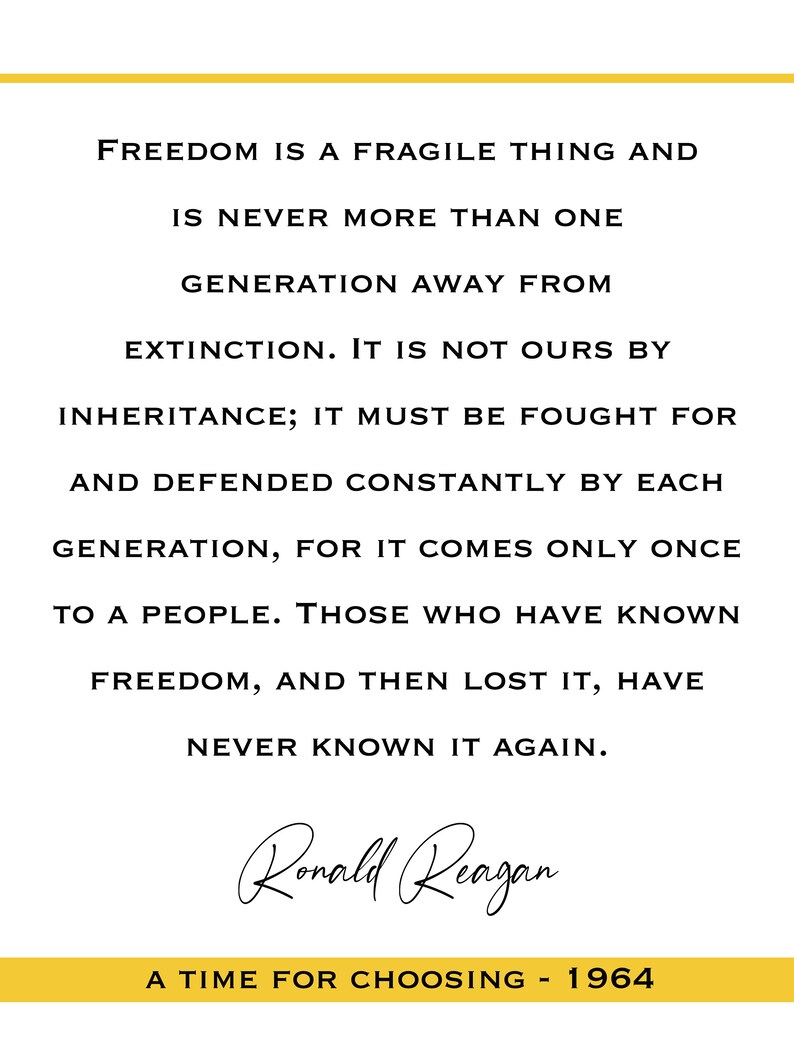 Ronald Reagan A time for choosing speech art instant | Etsy