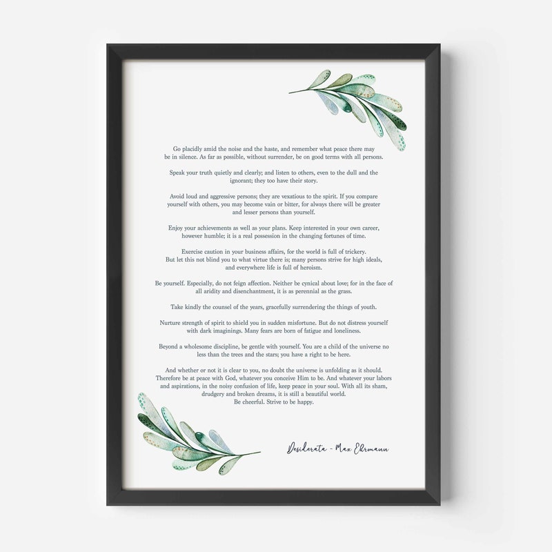 Max Ehrmann Poem - Etsy