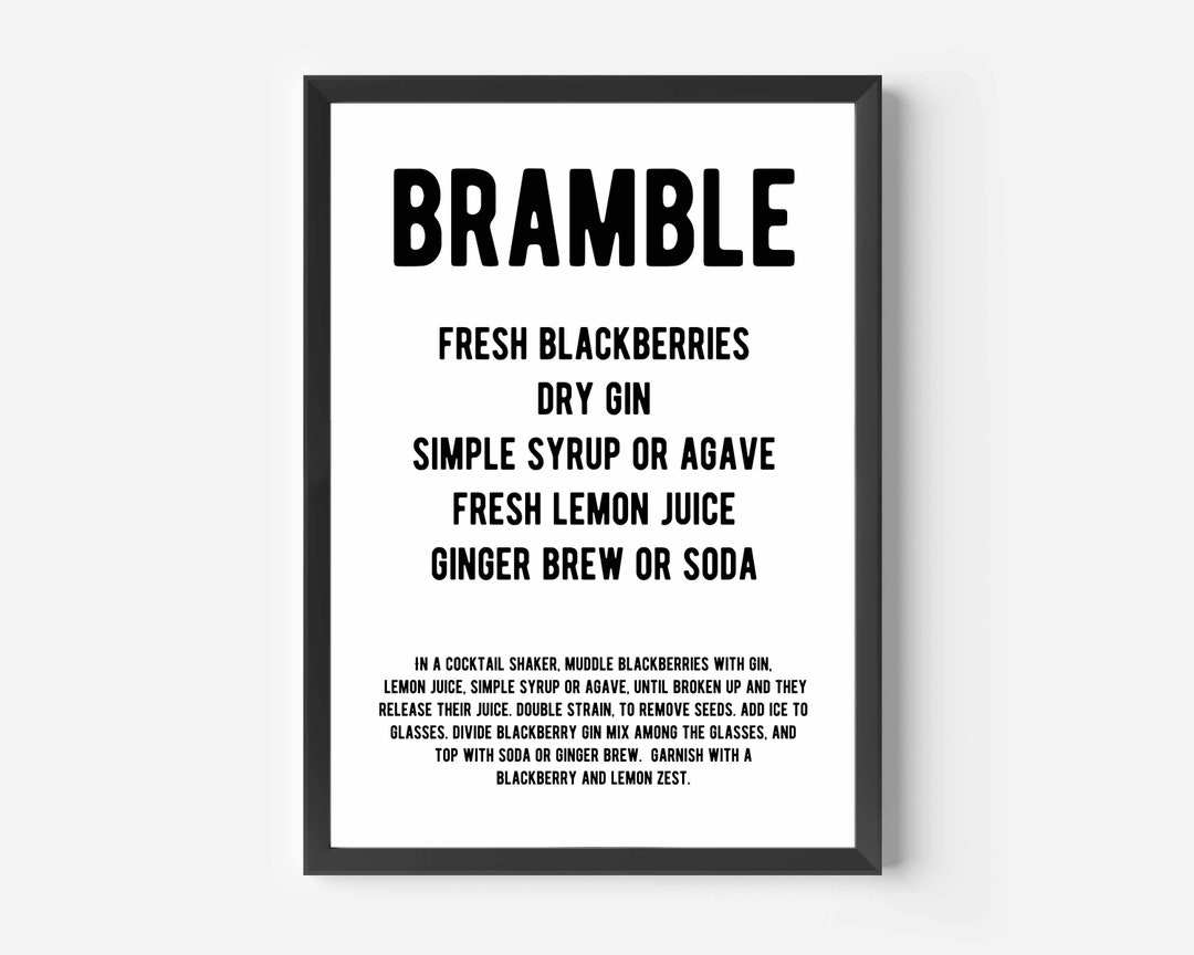 Bramble Cocktail Recipe - Digital Download - Etsy